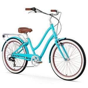 sixthreezero evryjourney women's beach cruiser bike, step-through touring hybrid bicycle