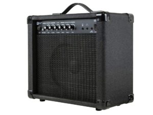 monoprice 1x8 guitar combo amplifier - black, 20-watt, 86db of gain - 1/4 inch input for guitars, aux mp3 input, 3.5mm headphone output