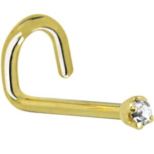 body candy 14k yellow gold 1.5mm diamond (0.015 cttw) left nose stud screw 20 gauge