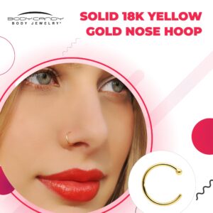 Body Candy 18k Gold Nose Hoop Ring, Hypoallergenic Nose Jewelry - Handmade in USA, 20 Gauge 5/16"