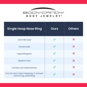 Body Candy 18k Gold Nose Hoop Ring, Hypoallergenic Nose Jewelry - Handmade in USA, 20 Gauge 5/16"