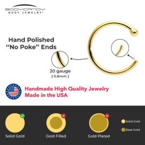 Body Candy 18k Gold Nose Hoop Ring, Hypoallergenic Nose Jewelry - Handmade in USA, 20 Gauge 5/16"