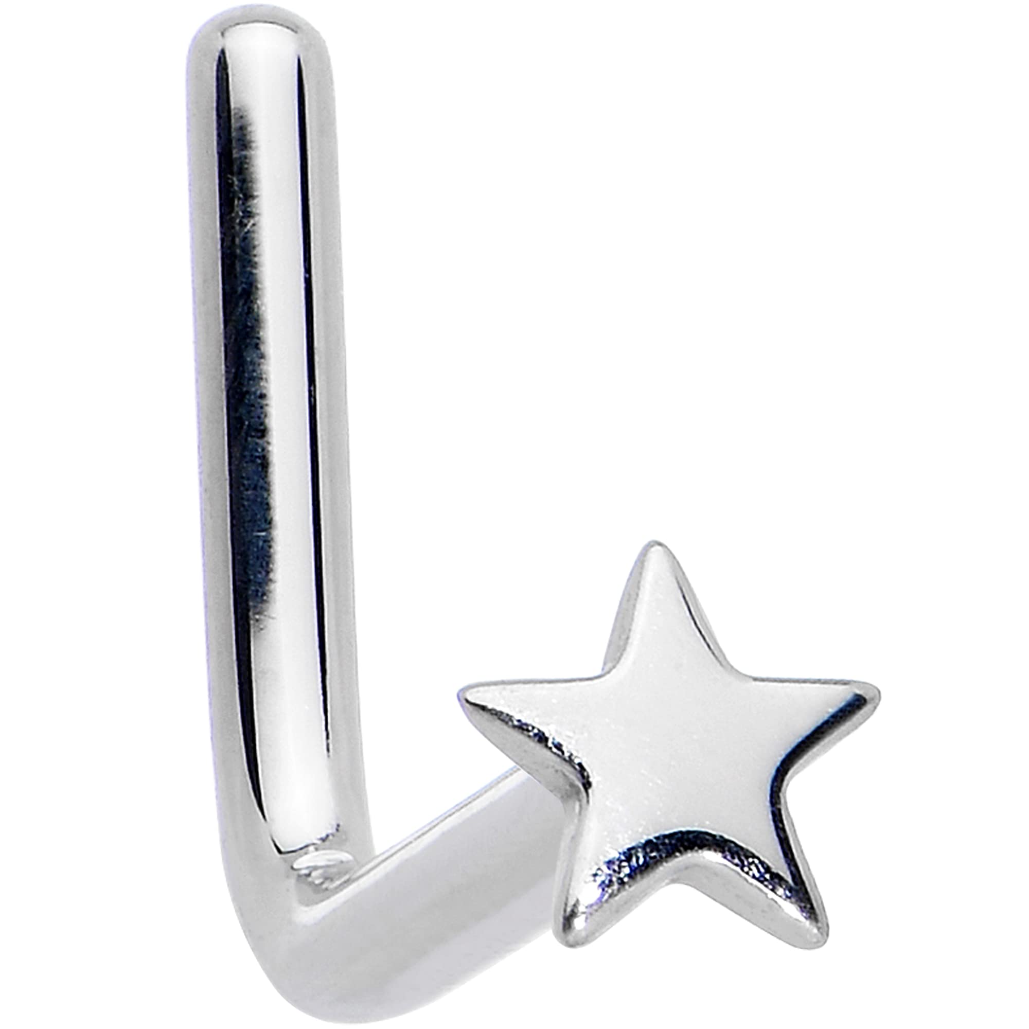 Body Candy 14k White Gold Star L-Shaped Nose Ring 18 Gauge