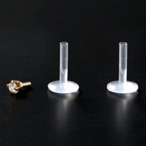 Body Candy 16 Gauge 1/4" Short Post Length 14k Yellow Gold 1.5mm CZ Bioplast Push in Cartilage Earring