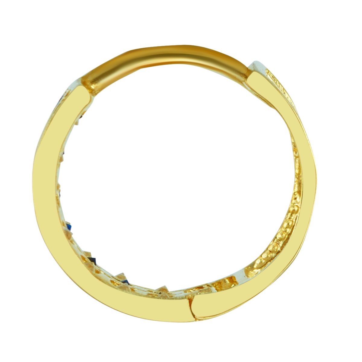 14k REAL Yellow Gold 5mm Thickness Huggie Hoop Earrings - Blue (10 x 10 mm)