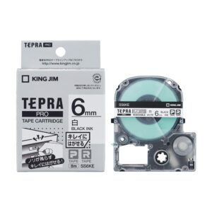 king jim ss6ke tepra pro tape cartridge, clean peel and stick label, 0.2 inches (6 mm), white