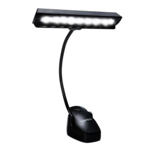 lightess dimmable music stand lights clip on book light piano led reading lamp usb desk lamp, black