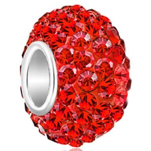 charmsstory 925 sterling silver red simulated birthstone charms synthetic crystal bead for bracelets