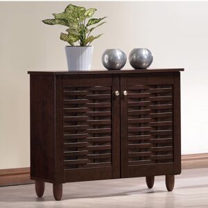 Wholesale Interiors Baxton Studio Winda Modern and Contemporary 2-Door Dark Brown Wooden Entryway Shoes Storage Cabinet -