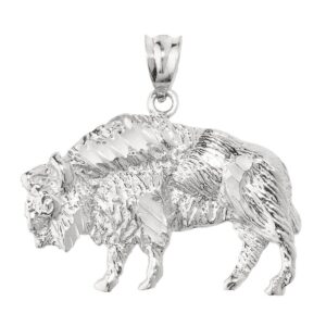 high polished 925 sterling silver bison pendant