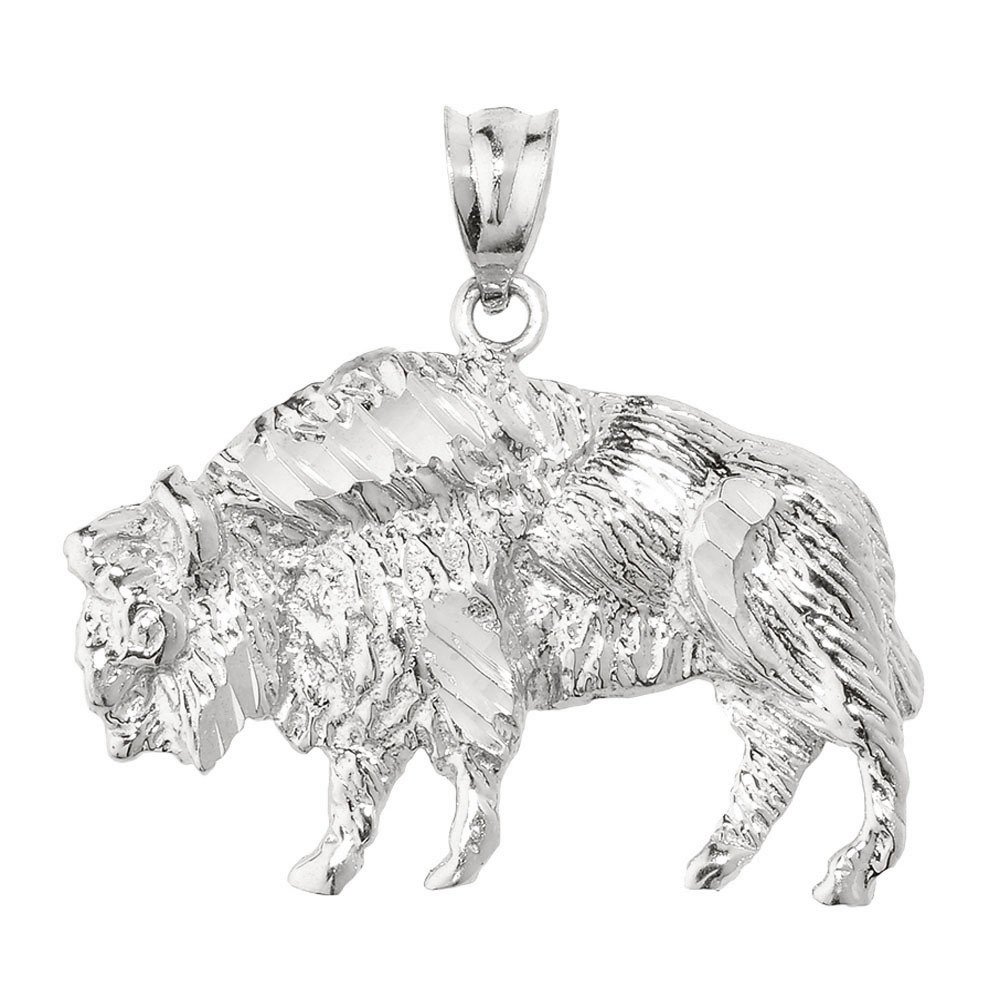 High Polished 925 Sterling Silver Bison Pendant