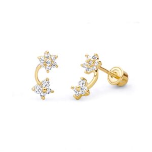 14k yellow gold stud earrings with screw back