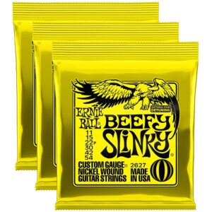 ernie ball 2627 beefy slinky 11-54 (3 pack bundle)