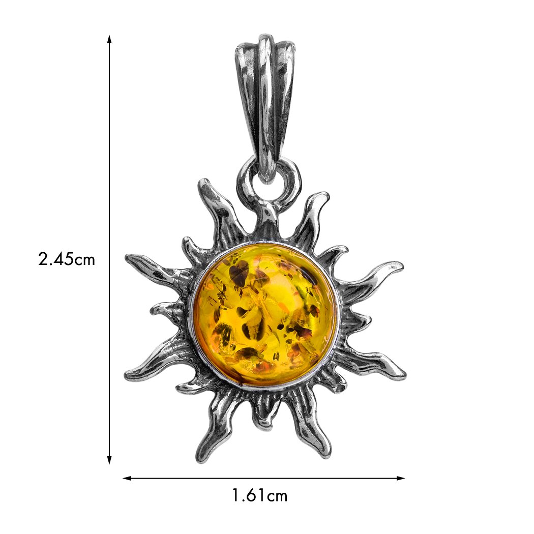 Ian and Valeri Co. Amber Sterling Silver Small Sun Pendant