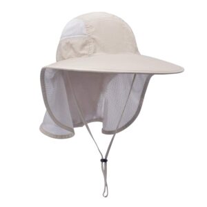 lenikis unisex outdoor activities uv protecting sun hats with neck flap khaki