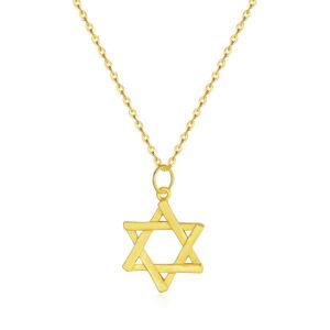 lavishe 14k gold plated 925 sterling silver jewish jewelry star of david necklace matte finish brush textured, 18"