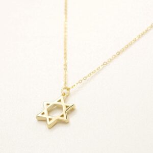 LAVISHE 14K Gold Plated 925 Sterling Silver Jewish Jewelry Star of David Necklace Matte Finish Brush Textured, 18"