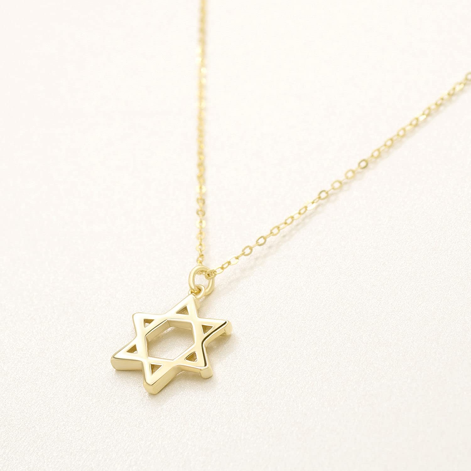 LAVISHE 14K Gold Plated 925 Sterling Silver Jewish Jewelry Star of David Necklace Matte Finish Brush Textured, 18"