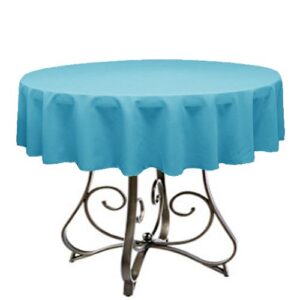 new creations fabric & foam inc, 58" round polyester poplin tablecloth for 48" round small coffee table, turquoise