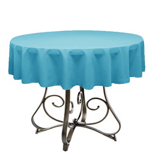 New Creations Fabric & Foam Inc, 58" Round Polyester Poplin Tablecloth for 48" Round Small Coffee Table, Turquoise