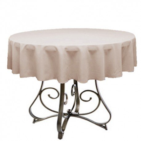 New Creations Fabric & Foam Inc 60" Round Polyester Poplin Tablecloth, for 48" Small Round Table, White