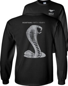 fair game ford mustang 50 years long sleeve shirt anniversary grey shelby cobra snake silhouette-black-xl