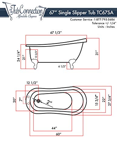 67" Acrylic Slipper Clawfoot Tub & Complete Deck Mount Gooseneck Plumbing Package in Oil Rubbed Bronze- "Miller"