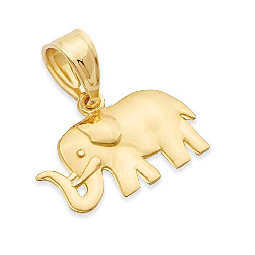 14k REAL Yellow Gold Elephant Charm Pendant