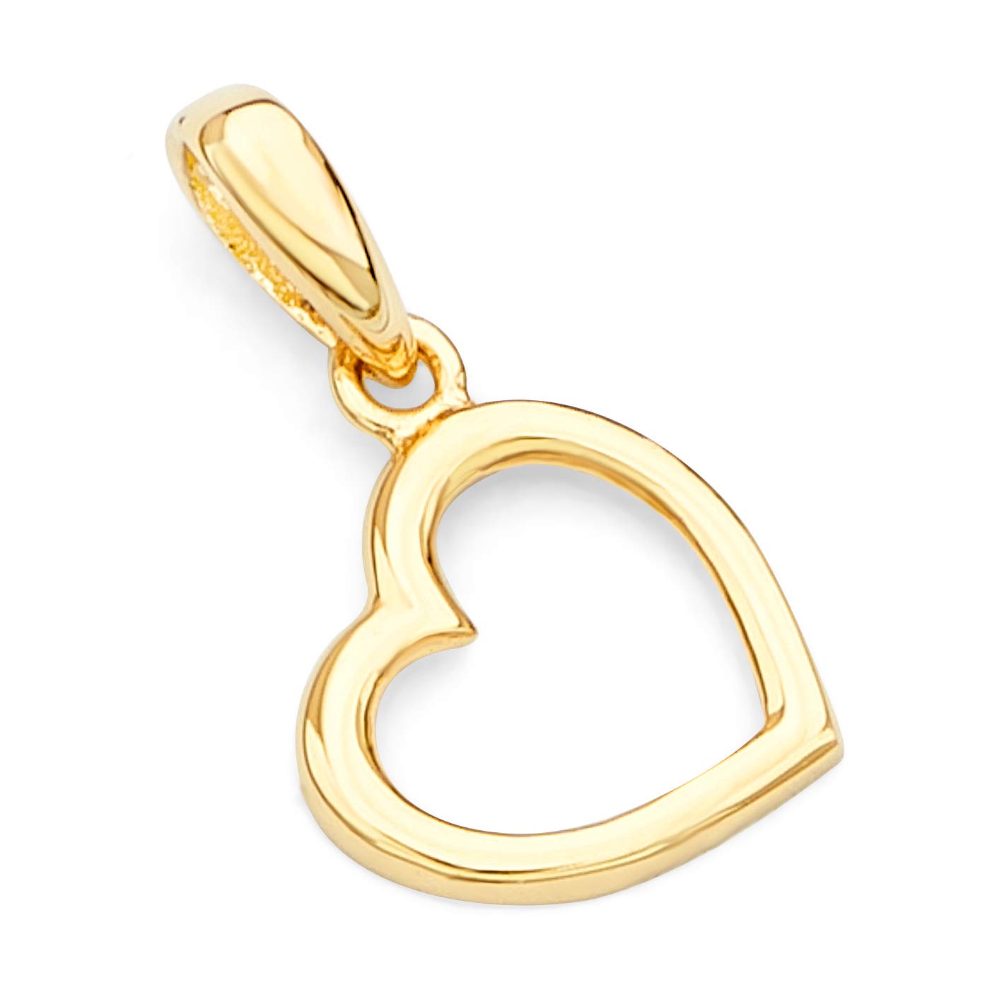 14k REAL Yellow Gold Heart Charm Pendant