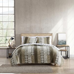 eddie bauer - king quilt set, cotton reversible bedding with matching shams, home decor for all seasons (fairview sand, king)