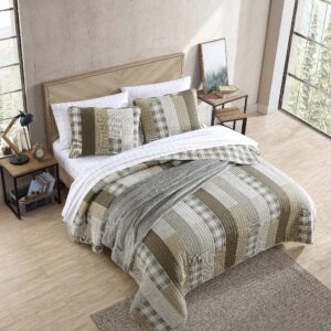 Eddie Bauer - King Quilt Set, Cotton Reversible Bedding with Matching Shams, Home Decor for All Seasons (Fairview Sand, King)