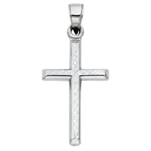 14k real white gold religious cross charm pendant