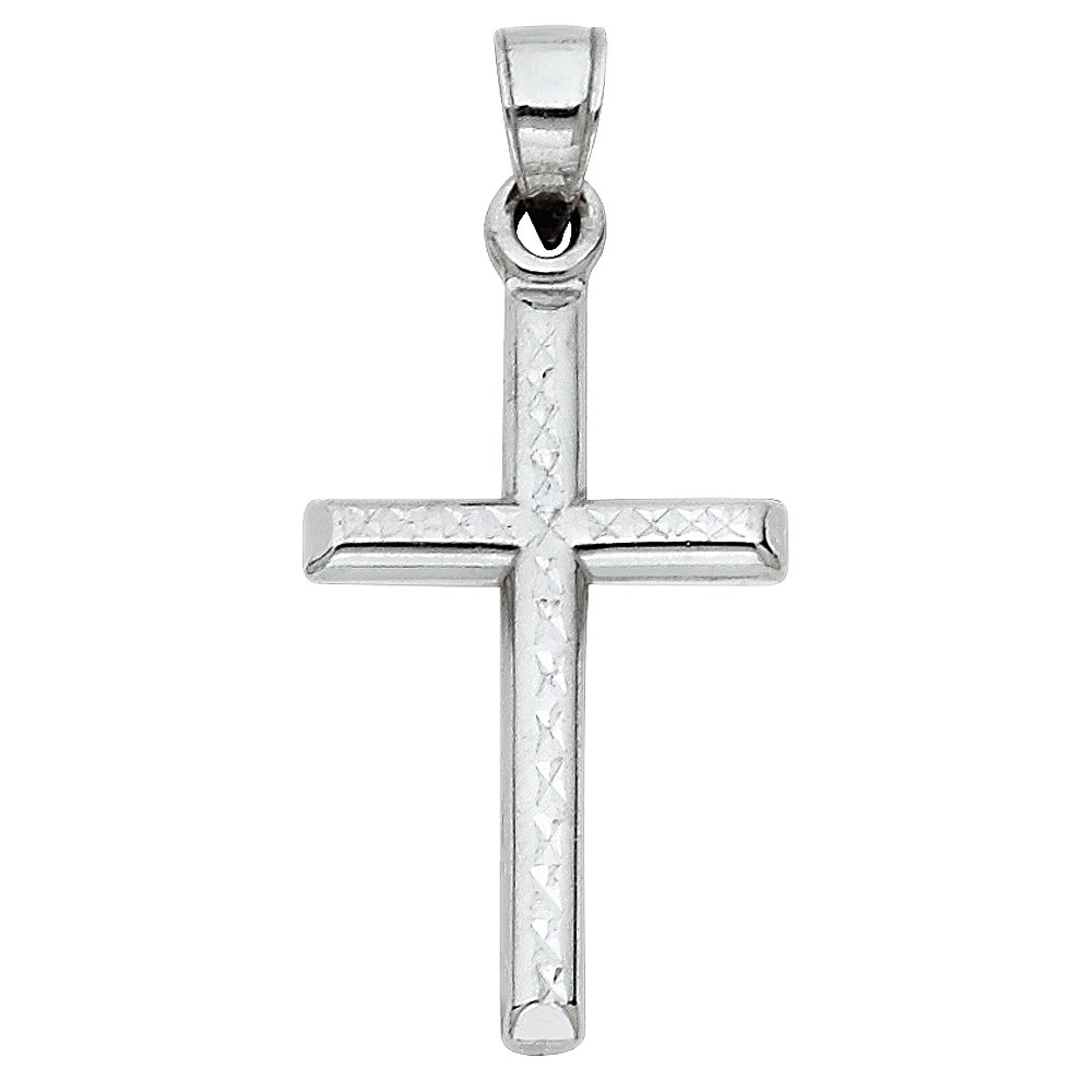 14k REAL White Gold Religious Cross Charm Pendant