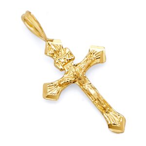 14k real yellow gold religious crucifix jesus cross charm pendant