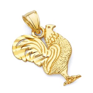 the world jewelry center 14k real yellow gold rooster charm pendant