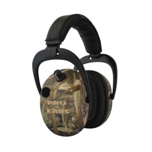 pro ears - stalker gold - electronic hearing protection and amplification earmuffs - nrr 25 - max 5 camo