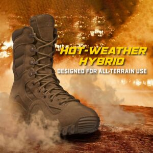 Tactical Research Khyber TR550 8 Inch Combat Boots for Men - Lightweight Hot Weather Multi-Terrain Army OCP ACU Coyote Brown Leather and Nylon with Vibram Traction Outsole, Coyote - 8