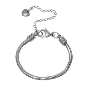 sexy sparkles european bracelets silver tone heart lobster clasp 16.0cm(6 2/8)