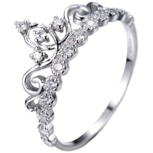 guliette verona dainty rhodium-plated sterling silver princess crown ring