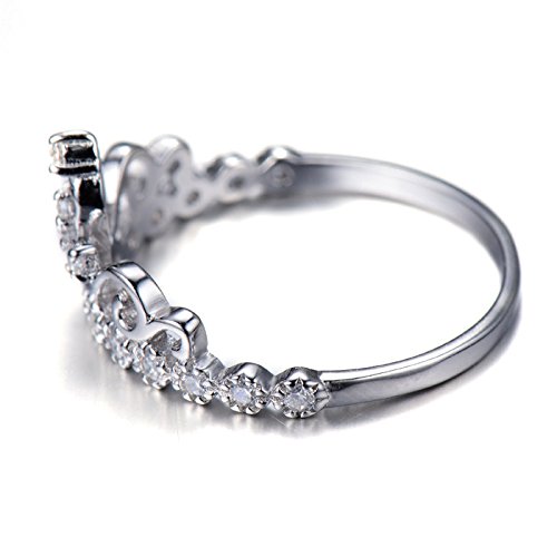 Guliette Verona Dainty Rhodium-plated Sterling Silver Princess Crown Ring