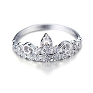 Guliette Verona Dainty Rhodium-plated Sterling Silver Princess Crown Ring