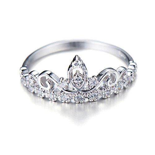 Guliette Verona Dainty Rhodium-plated Sterling Silver Princess Crown Ring