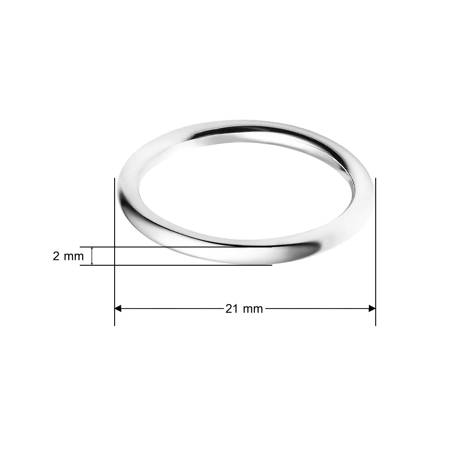 SILVERLINE JEWELRY Sterling Silver 2mm Plain Round Dome Comfort Fit Wedding Band Ring Size 10