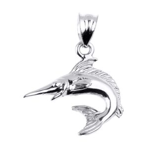 high polished 925 sterling silver swordfish charm pendant