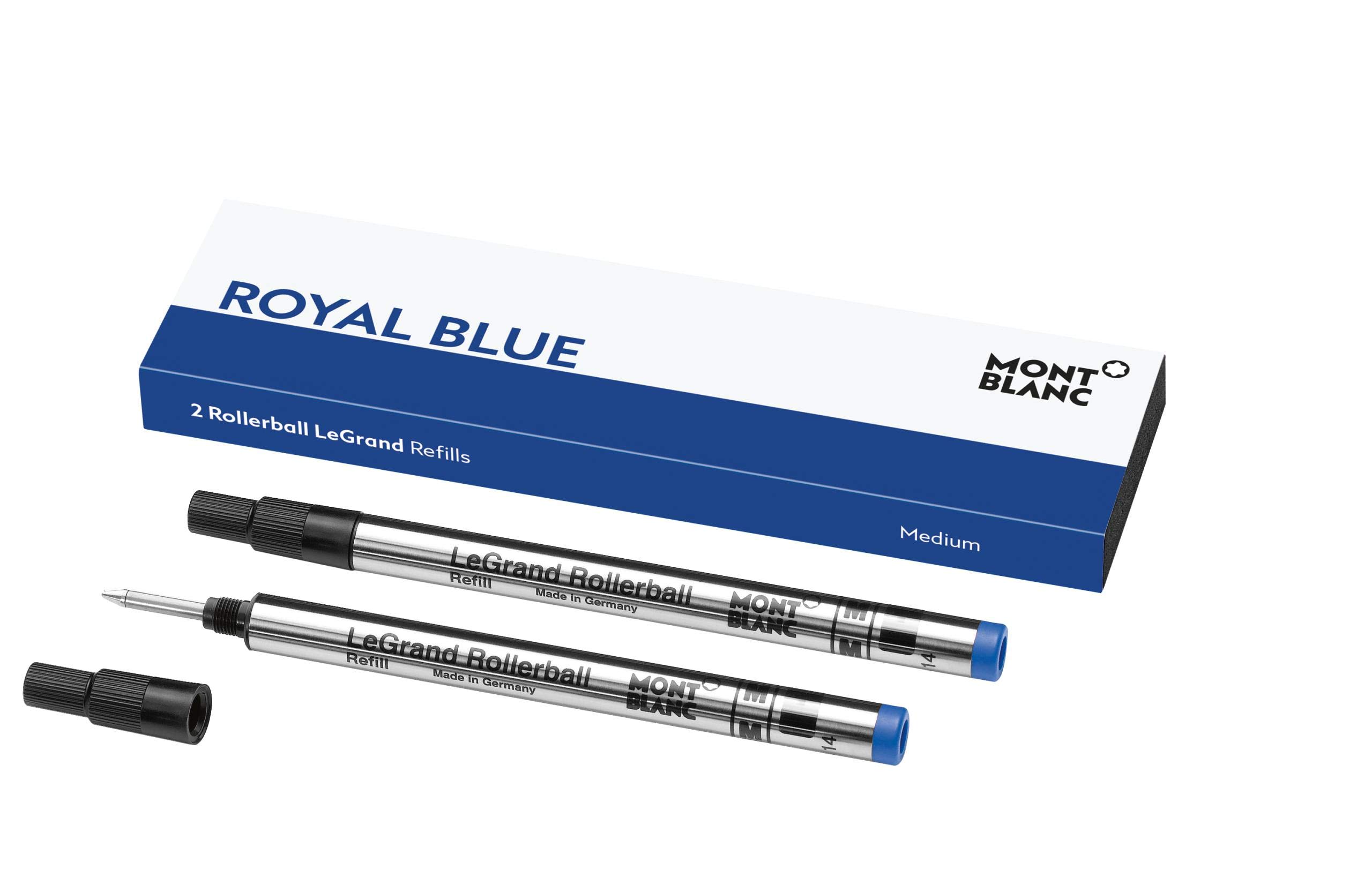 Montblanc Rollerball LeGrand Refills (M) Royal Blue 124503 – Pen Refills for Meisterstück LeGrand Rollerball Pens with a Medium Tip – 2 x Blue Pen Cartridges