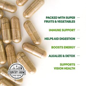 COUNTRY FARMS Super Fruits and Veggies Capsules, Whole Food Supplement, Powerful Antioxidant, Supports Energy, Immune Health, Boosts Digestive Health, 30 Super Foods, 30 Servings