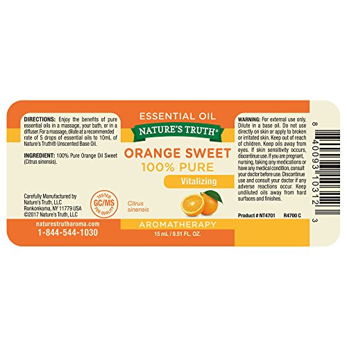 Nature's Truth Vitamins Essential Oil, Orange, 0.51 Fluid Ounce