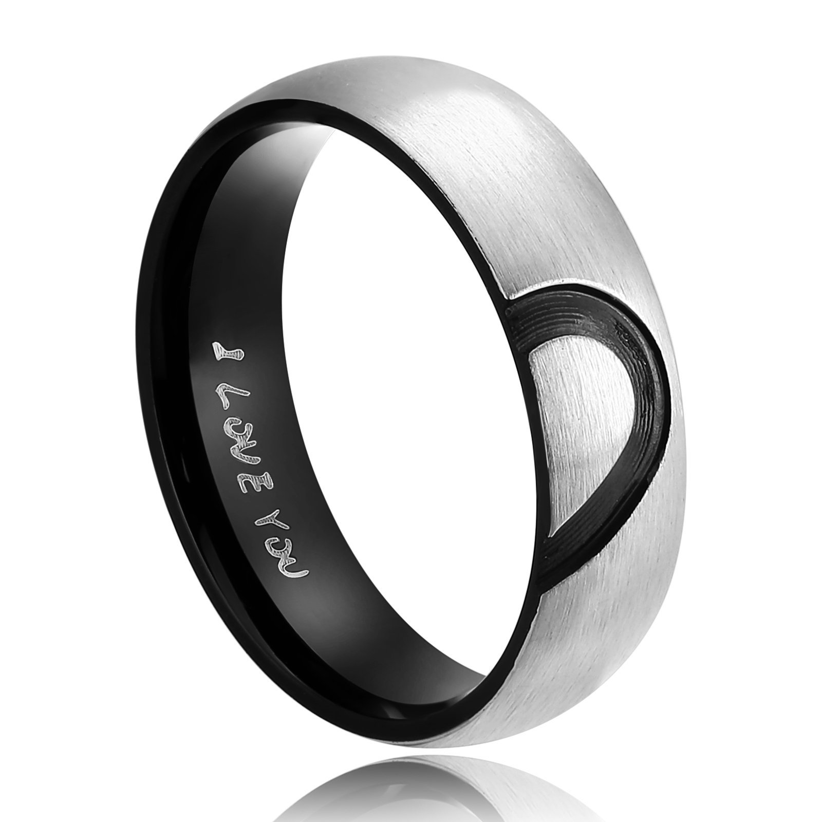 ANAZOZ His & Men and Women's for Real Love Heart Promise Ring Stainless Steel Wedding EngageMen and Woment Bands 6MM US Size 11