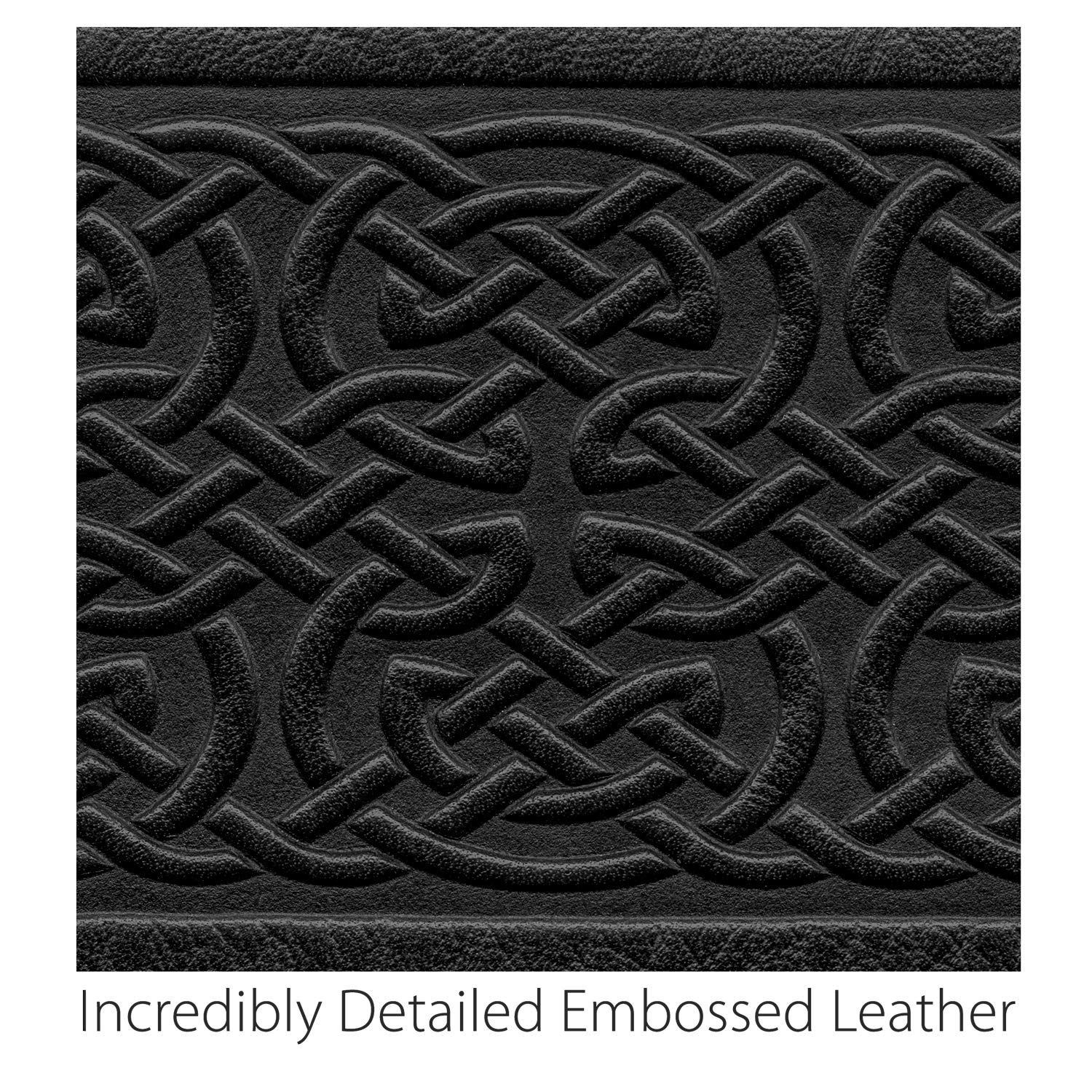 Oberon Design Bold Celtic Embossed Genuine Leather Checkbook Cover, 3.5x6.5 Inches, Black, Made in the USA