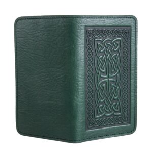 oberon design celtic braid embossed genuine leather checkbook cover, 3.5x6.5 inches, green, made in the usa